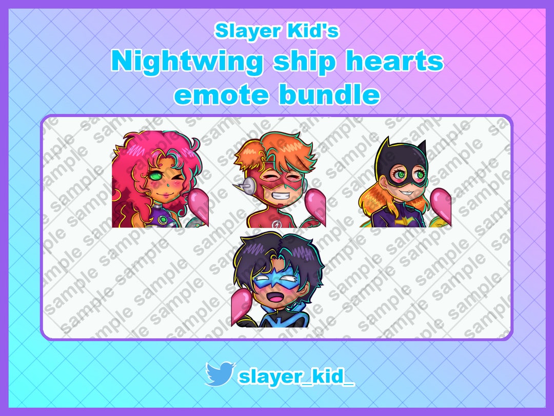DC Nightwing Ship Hearts Twitch and Discord Emotes/emojis Pack - Etsy