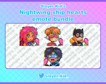 DC Nightwing X Starfire Hearts Twitch and Discord Emotes/emojis Pack - Etsy