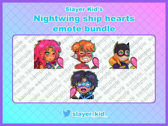 DC Nightwing Ship Hearts Twitch and Discord Emotes/emojis Pack - Etsy