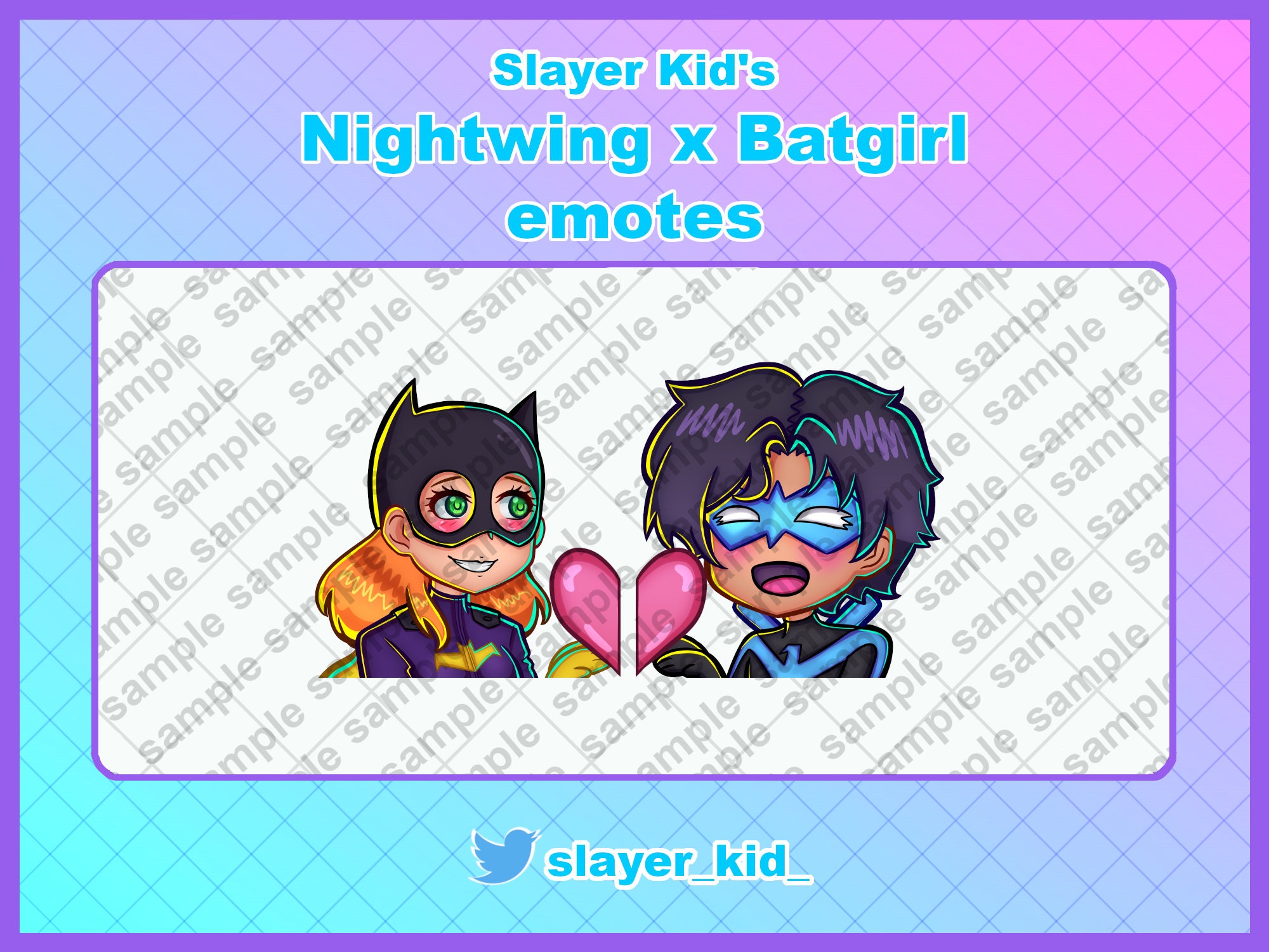 DC Nightwing X Batgirl Hearts Twitch and Discord Emotes/emojis Pack - Etsy