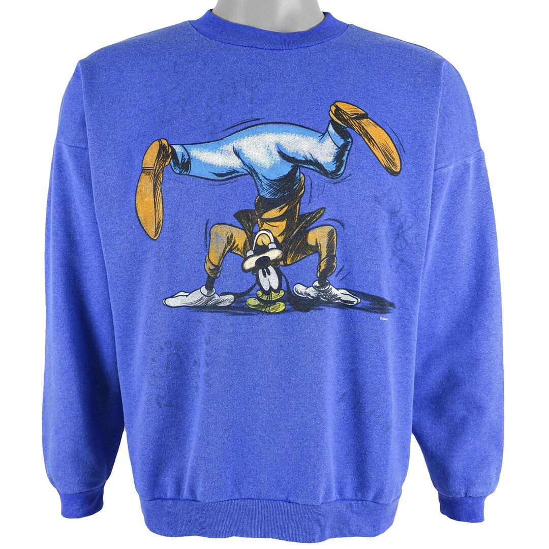 Disney Blue Goofy Printed Crew Neck Sweatshirt 1990s Large - Etsy