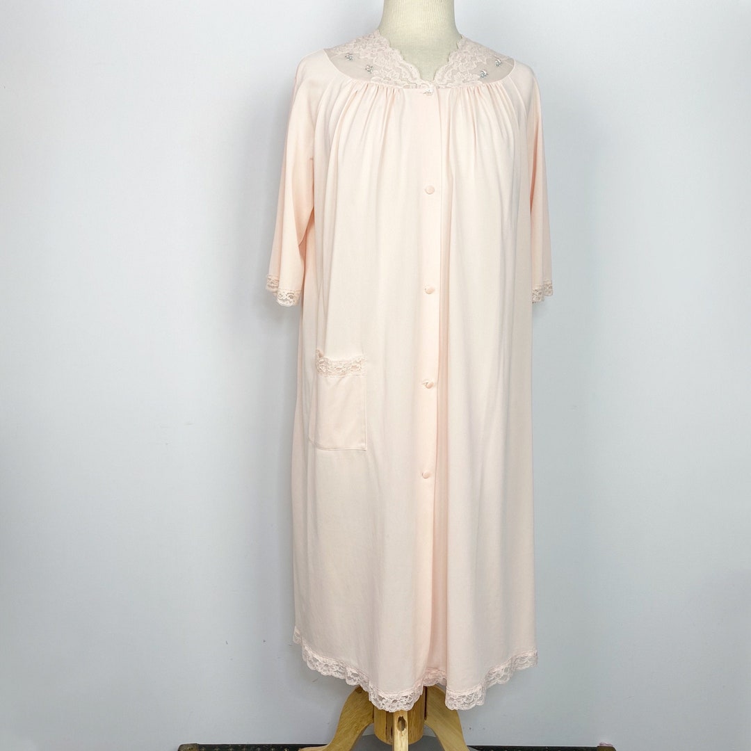 Vintage 60s Shadowline Peachy Pink Lace Detail Robe Housecoat S - Etsy