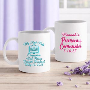 Set of 12 Personalized Custom Coffee Mug Favors - First Holy Communion ...