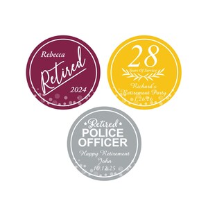 Set of 24 Personalized Retirement Round 2 Inch Favor Labels, Retirement ...