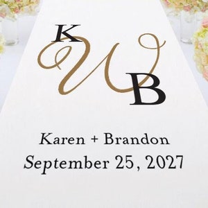 Custom Aisle Runner, Couples Initials Aisle Runner, Personalized Plain ...