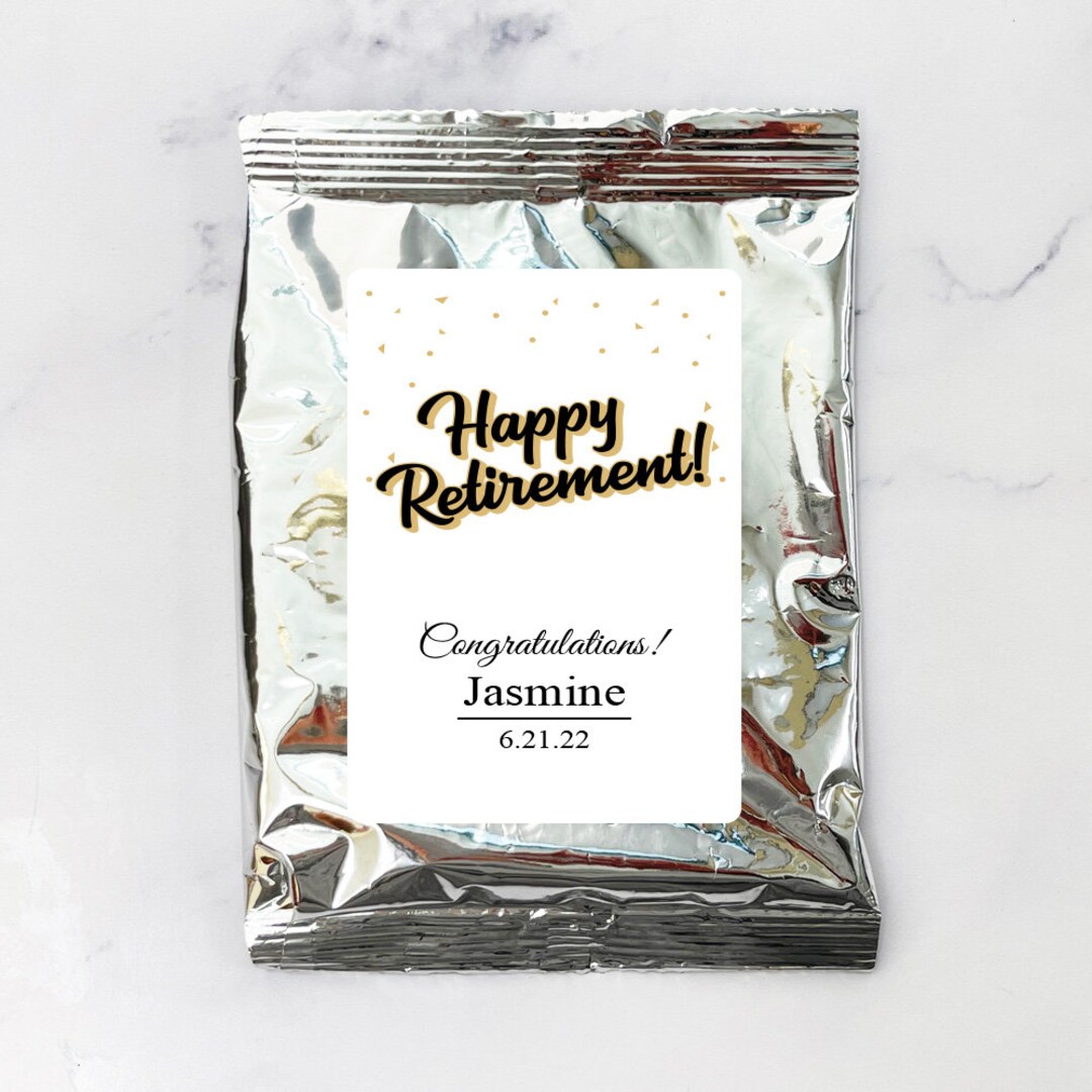 Happy Retirement Personalized Coffee Foil Favor Pouch, Personalized ...