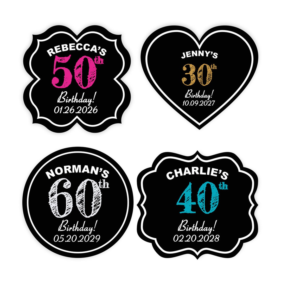 Set of 20 Personalized Fancy Shaped Labels Big Number Birthday ...