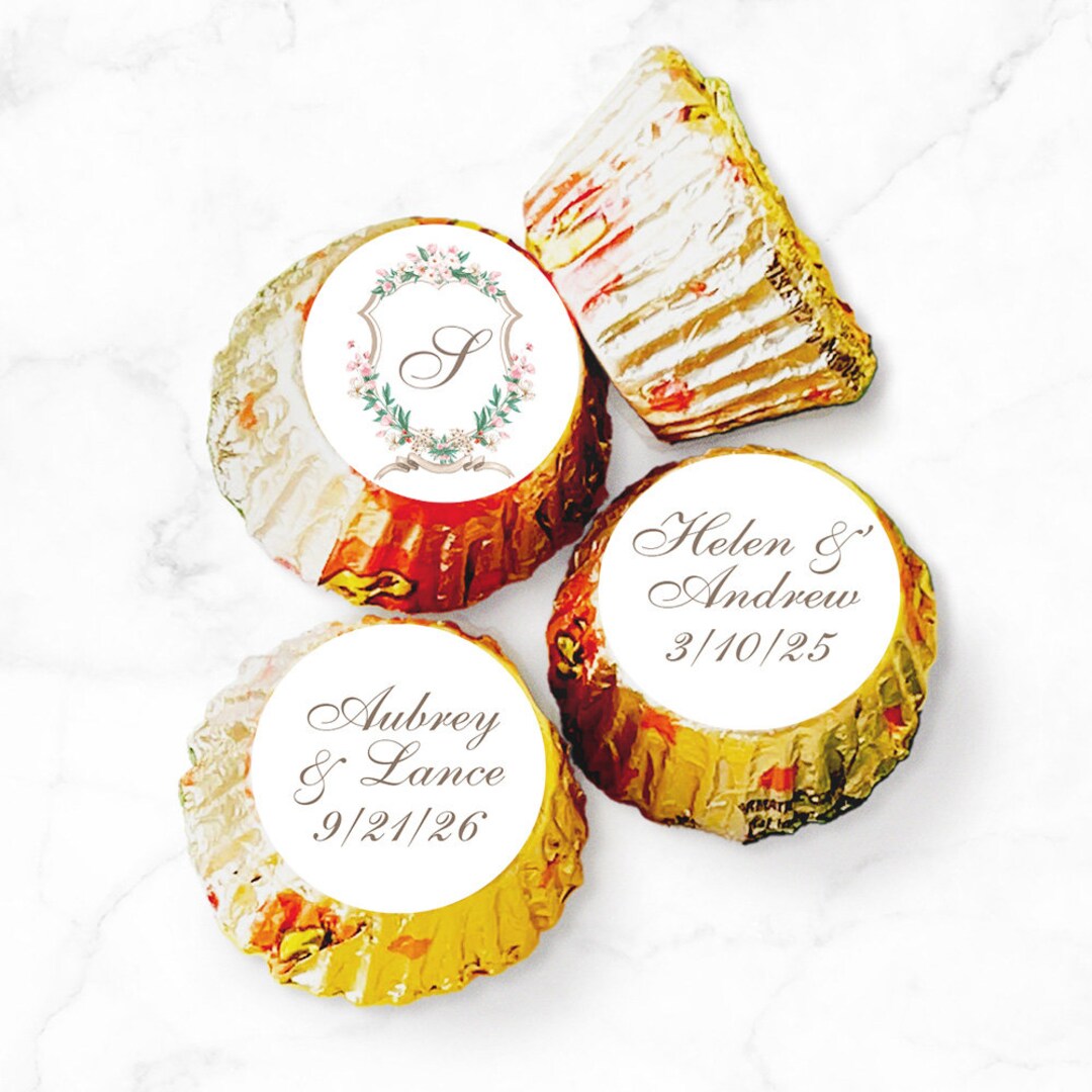 Set of 25 Personalized Reese's Peanut Butter Cups Minis - Rustic Floral ...