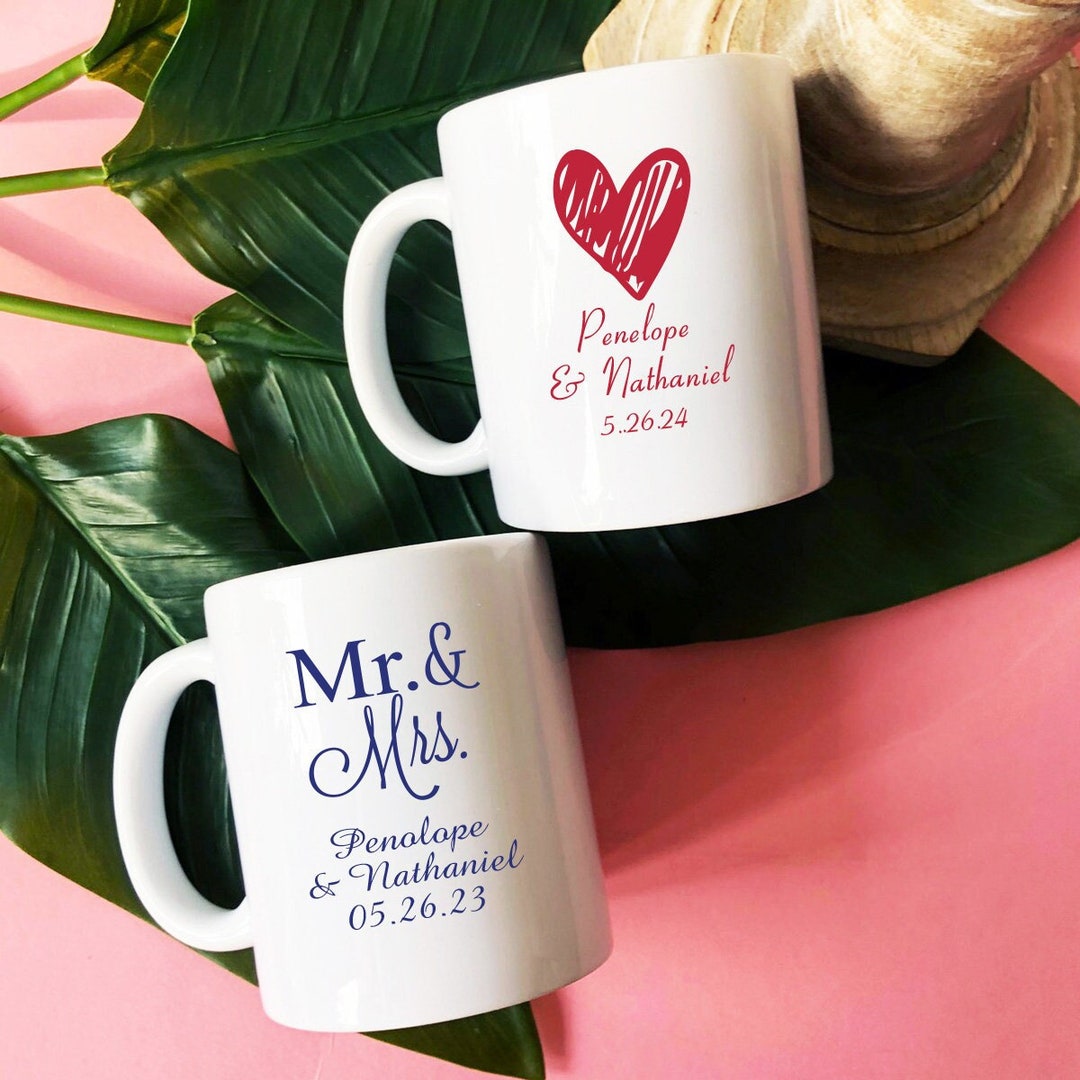 Set of 12 Personalized Custom Wedding Anniversary Ceramic Coffee Mugs ...