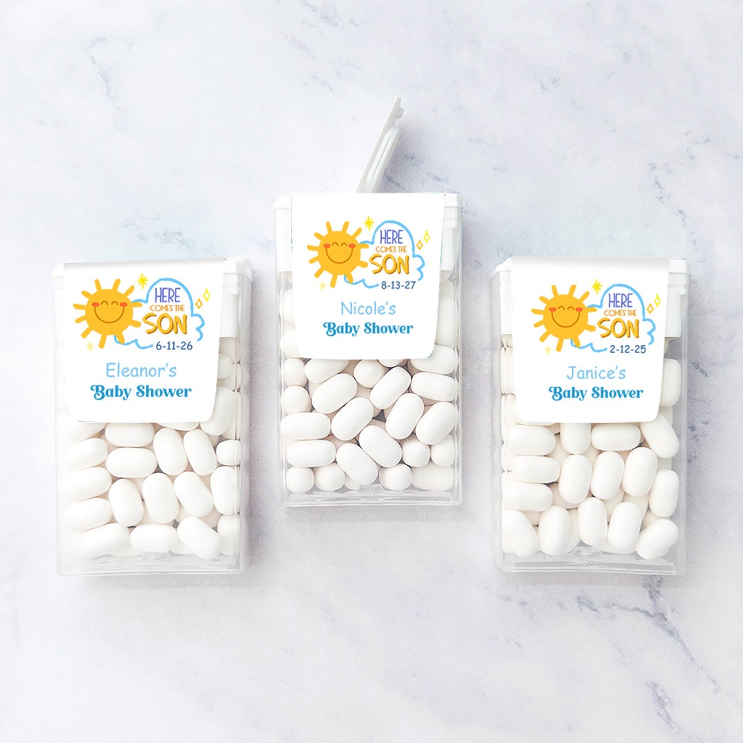 Set of 12 Personalized Tic Tac Mint Candy With Sticker Here Comes the ...