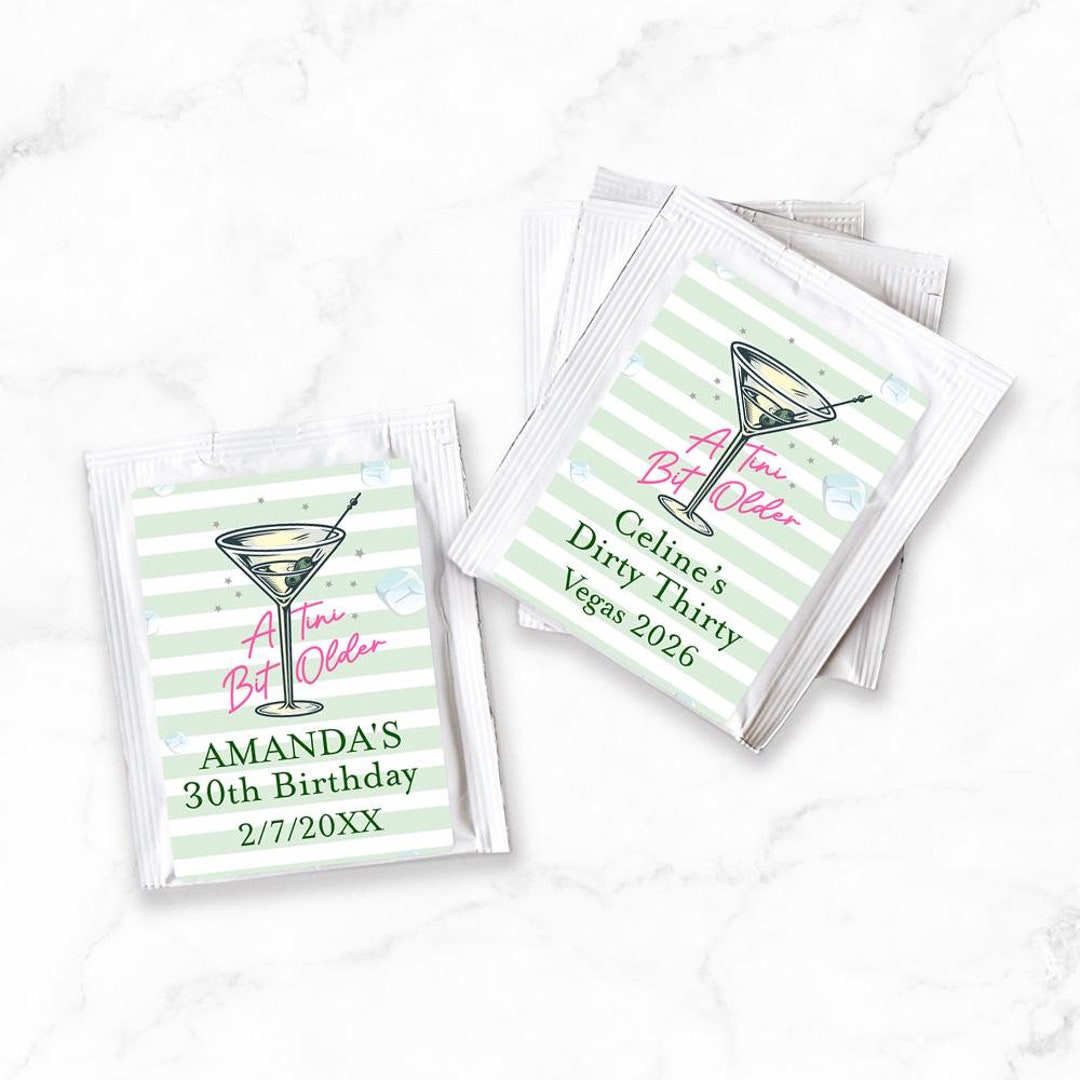 Tini Bit Older Personalized Tea Favors, Personalized Adult Birthday ...