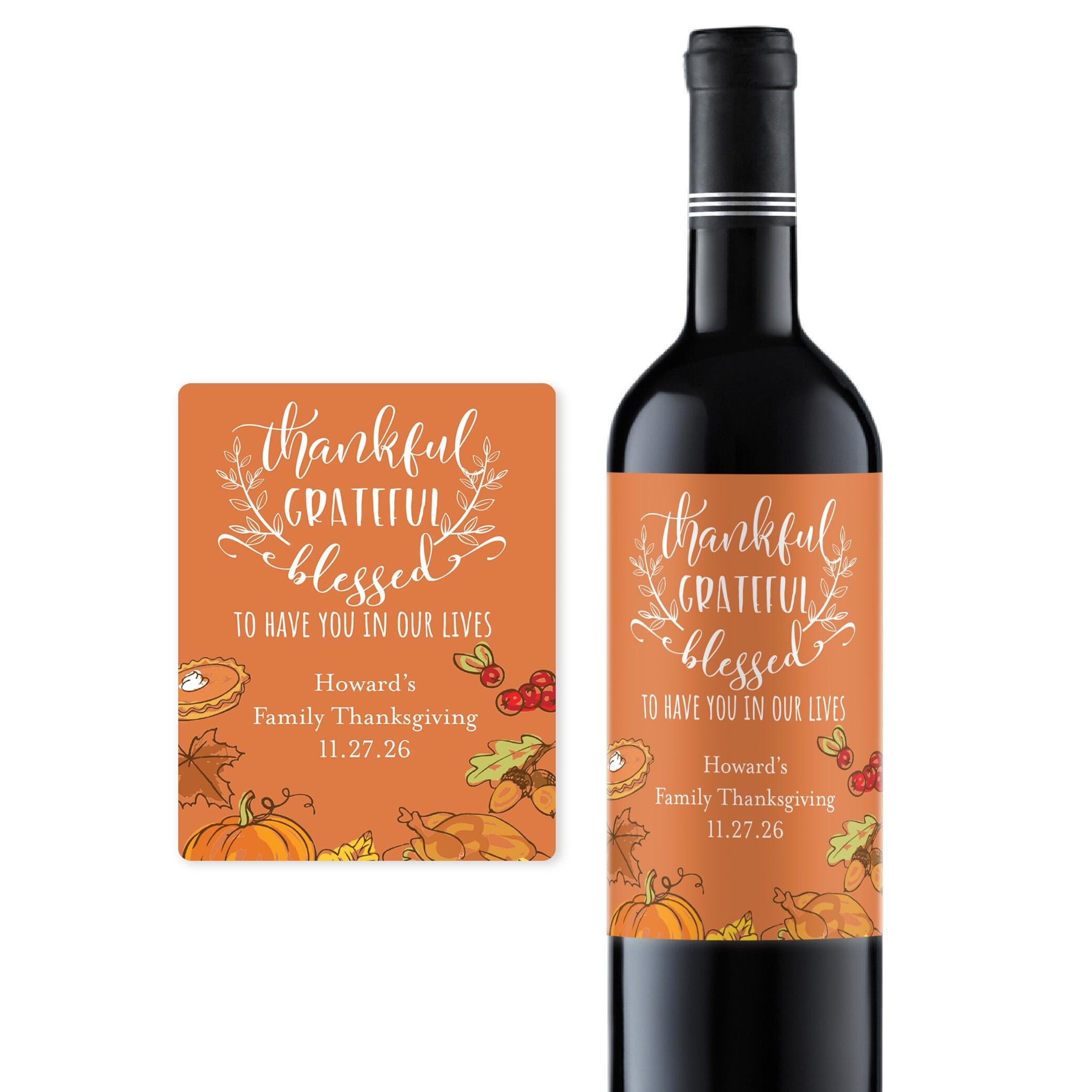 Thankful Grateful Blessed Thanksgiving Labels Only for Wine Bottles and ...