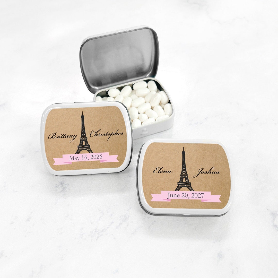 Paris Eiffel Tower Personalized White Mint Tin Containers Labels ...