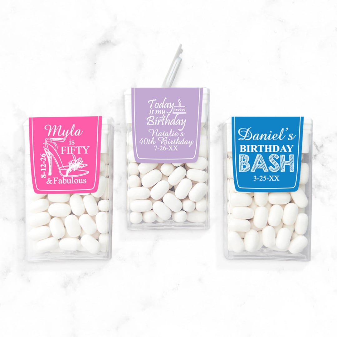 12 Pieces Personalized Tic Tac® Birthday Labels Favors, Personalized ...