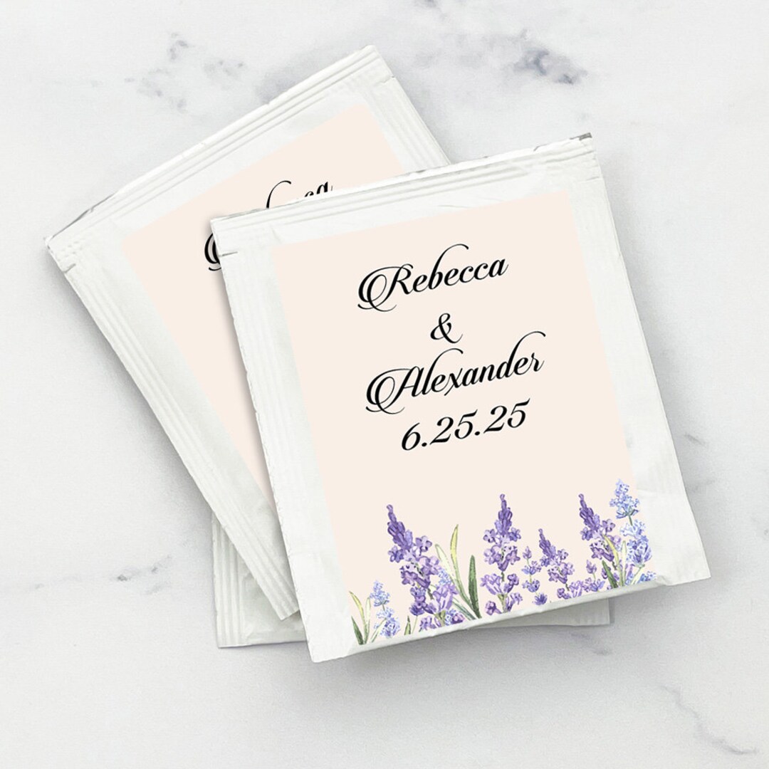 Set of 16 Personalized Tea Bag Party Favors With Lavender Design Labels ...