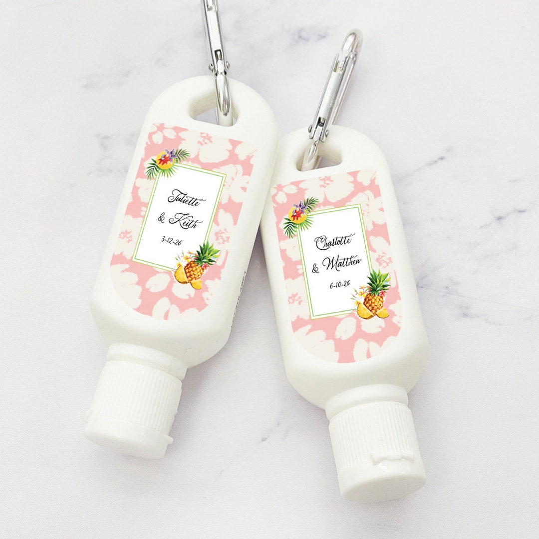 Set of 12 Mini Personalized Sunscreen SPF30 With Pineapple Tropical ...