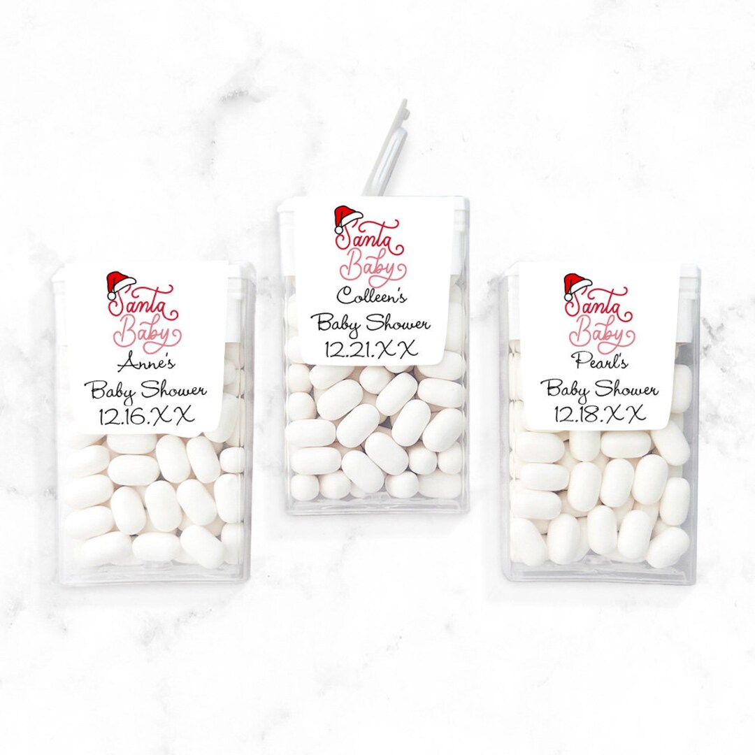 Set of 12 Personalized Tic Tac Mint Candy With Sticker Santa Baby, Baby ...