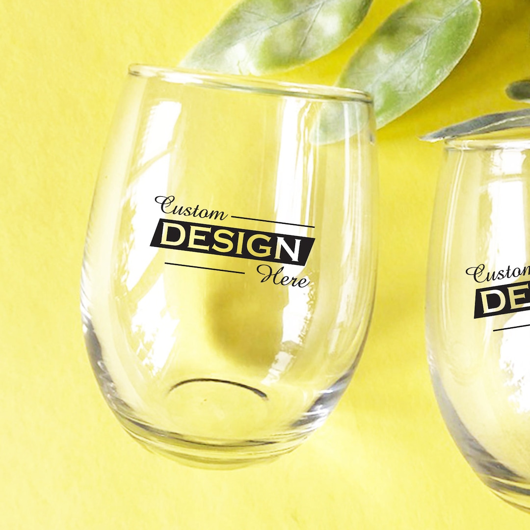 Set of 24 Personalized Custom Logo Design Stemless 9 Oz Wine Glasses ...