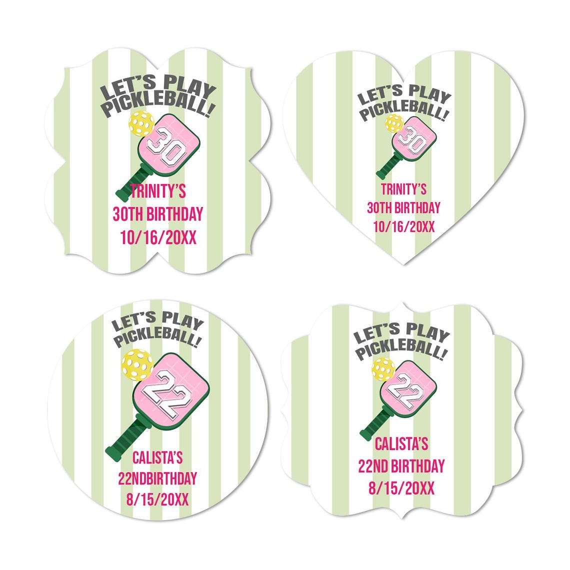 Personalized Pickleball Birthday Favor Labels: Set of 20 - Etsy