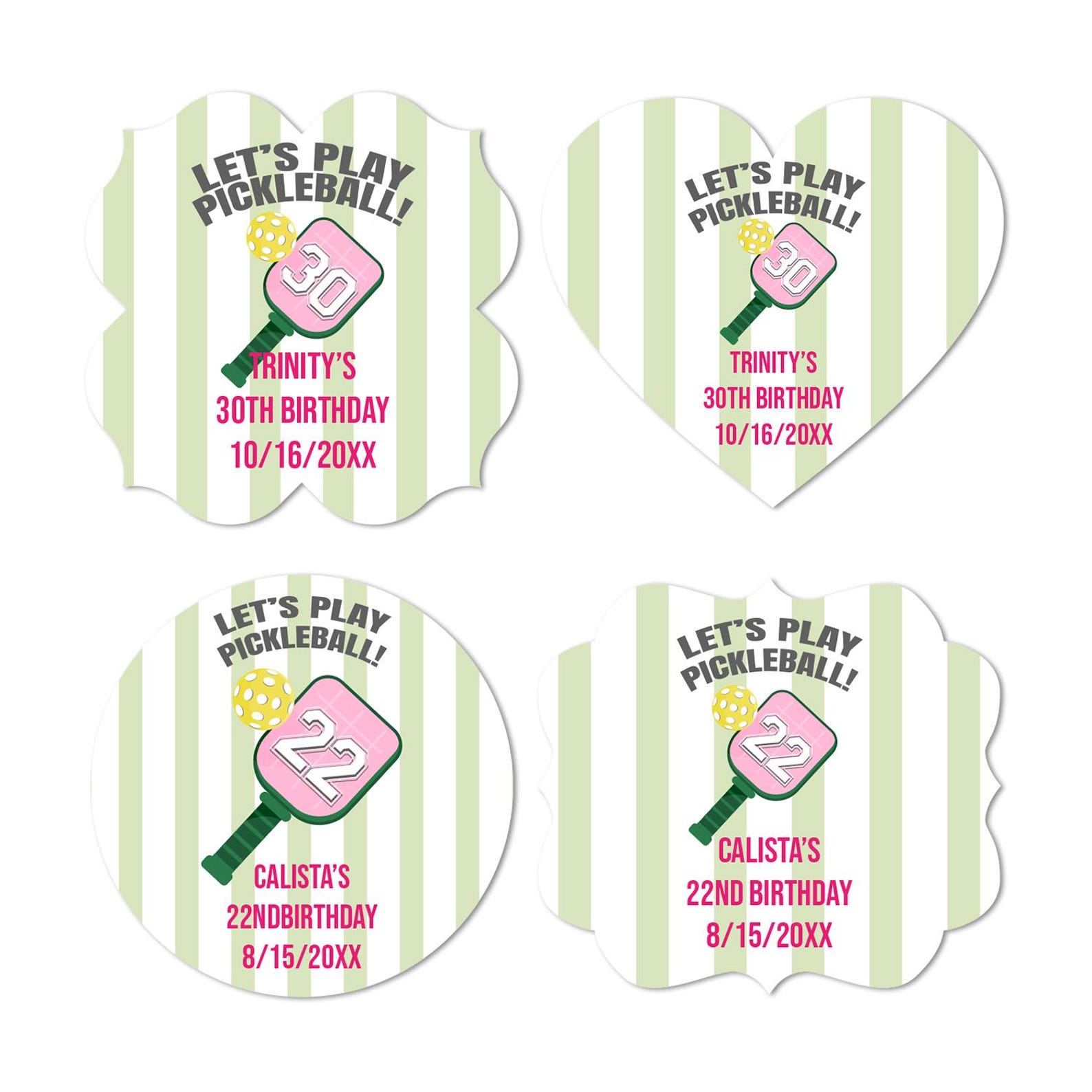 Personalized Pickleball Birthday Favor Labels: Set of 20 - Etsy