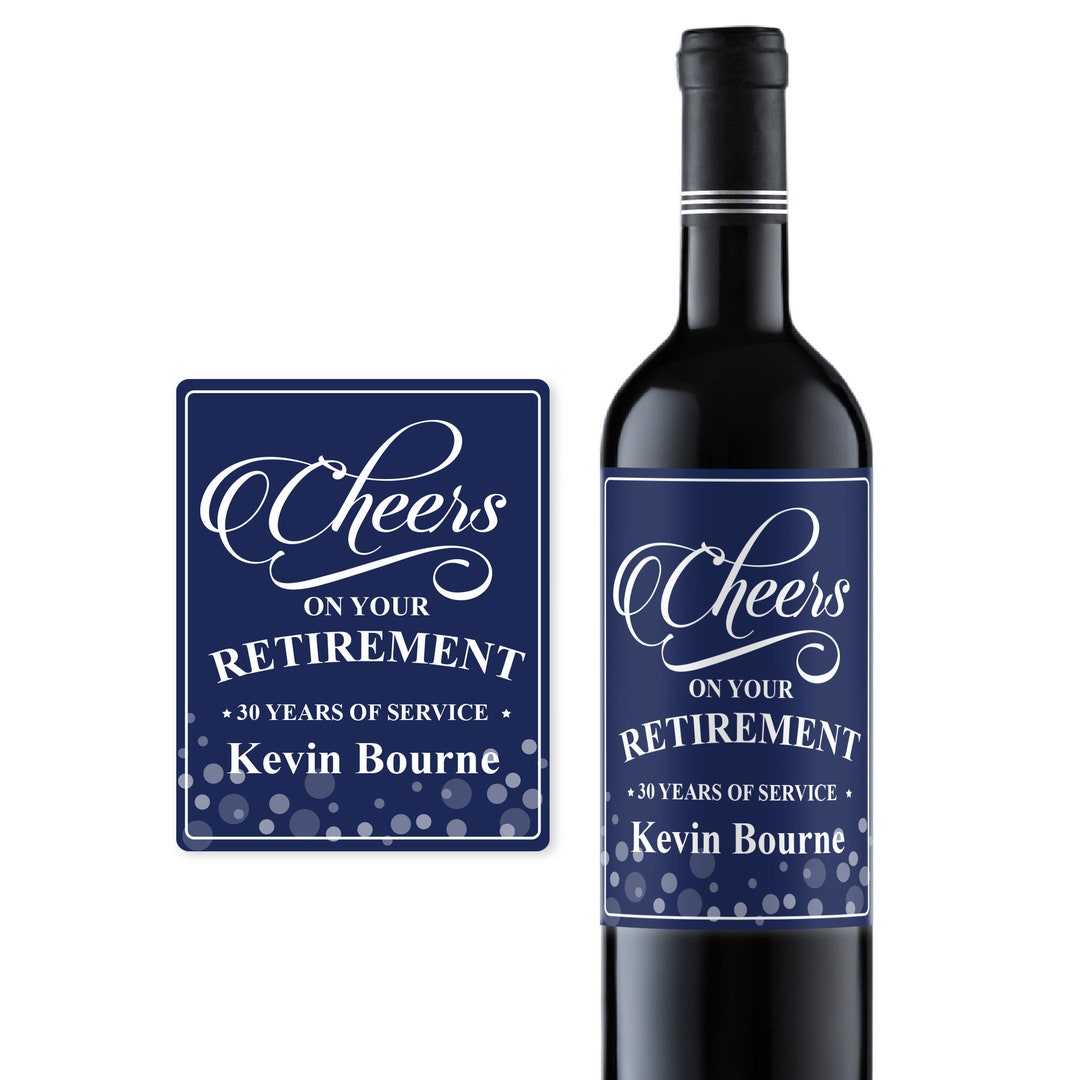 Set of 10 Personalized Retirement Wine Bottle Favor Labels, Retirement ...