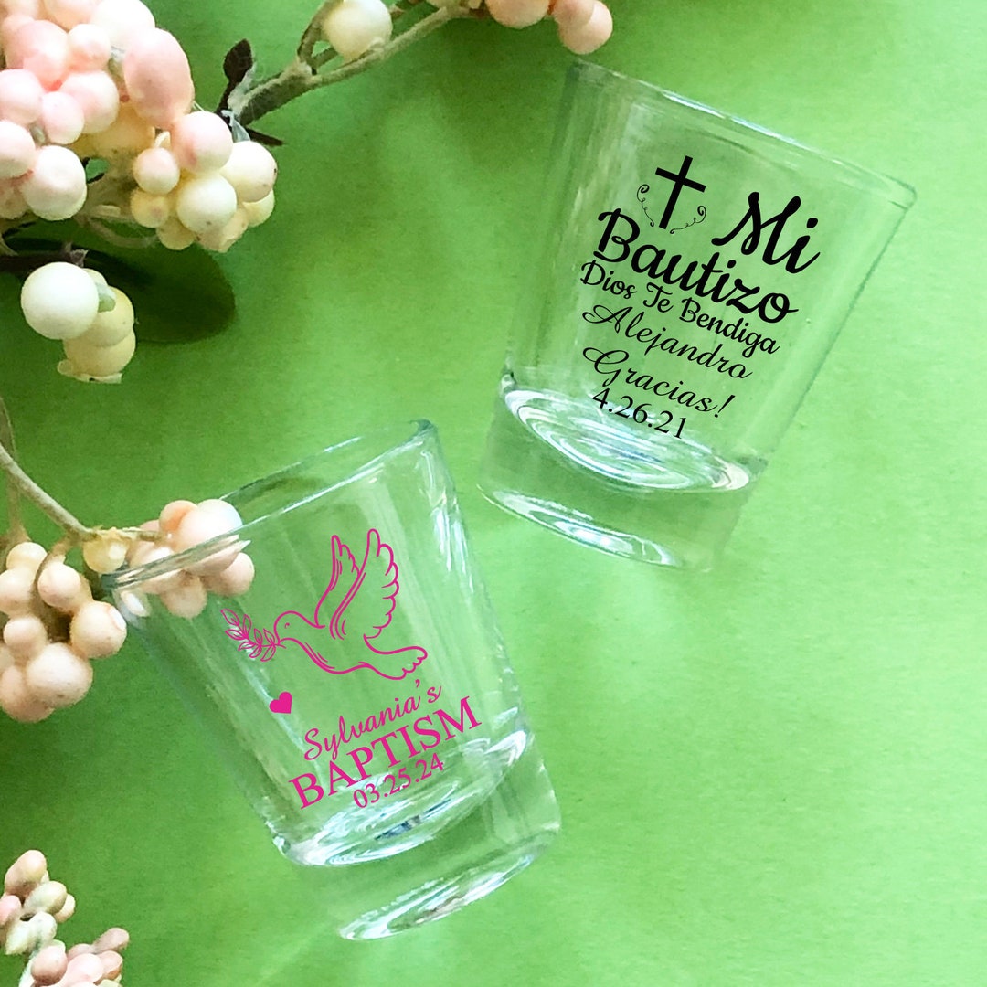 Set of 24 Personalized Custom Tapered Shot Glass - Baptism Bautizo ...
