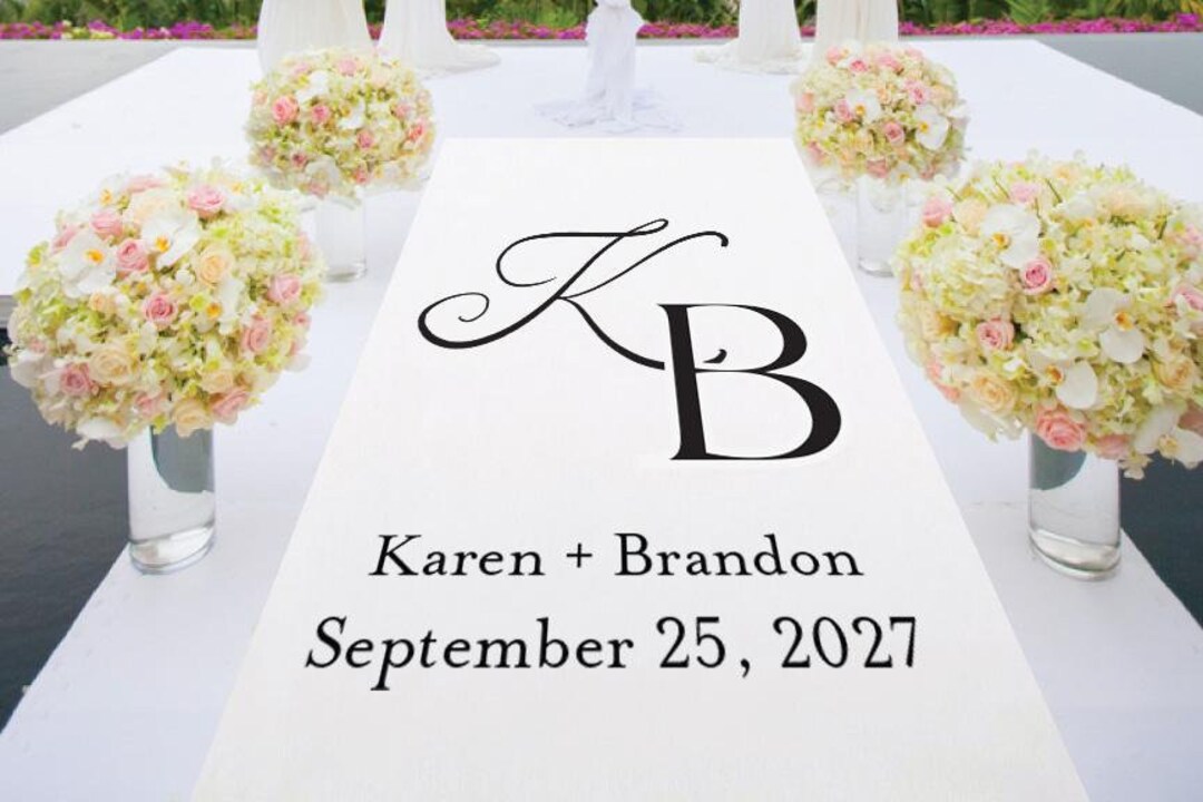 Custom Aisle Runner, Couples Name Initials Aisle Runner, Personalized ...