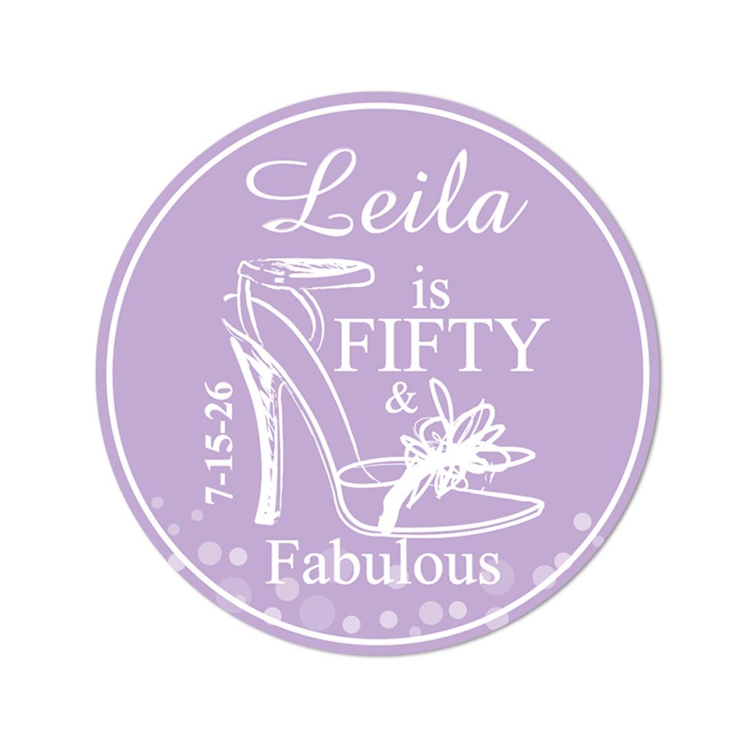 50th Birthday Personalized Round Shaped Labels Stickers, 50th Birthday ...