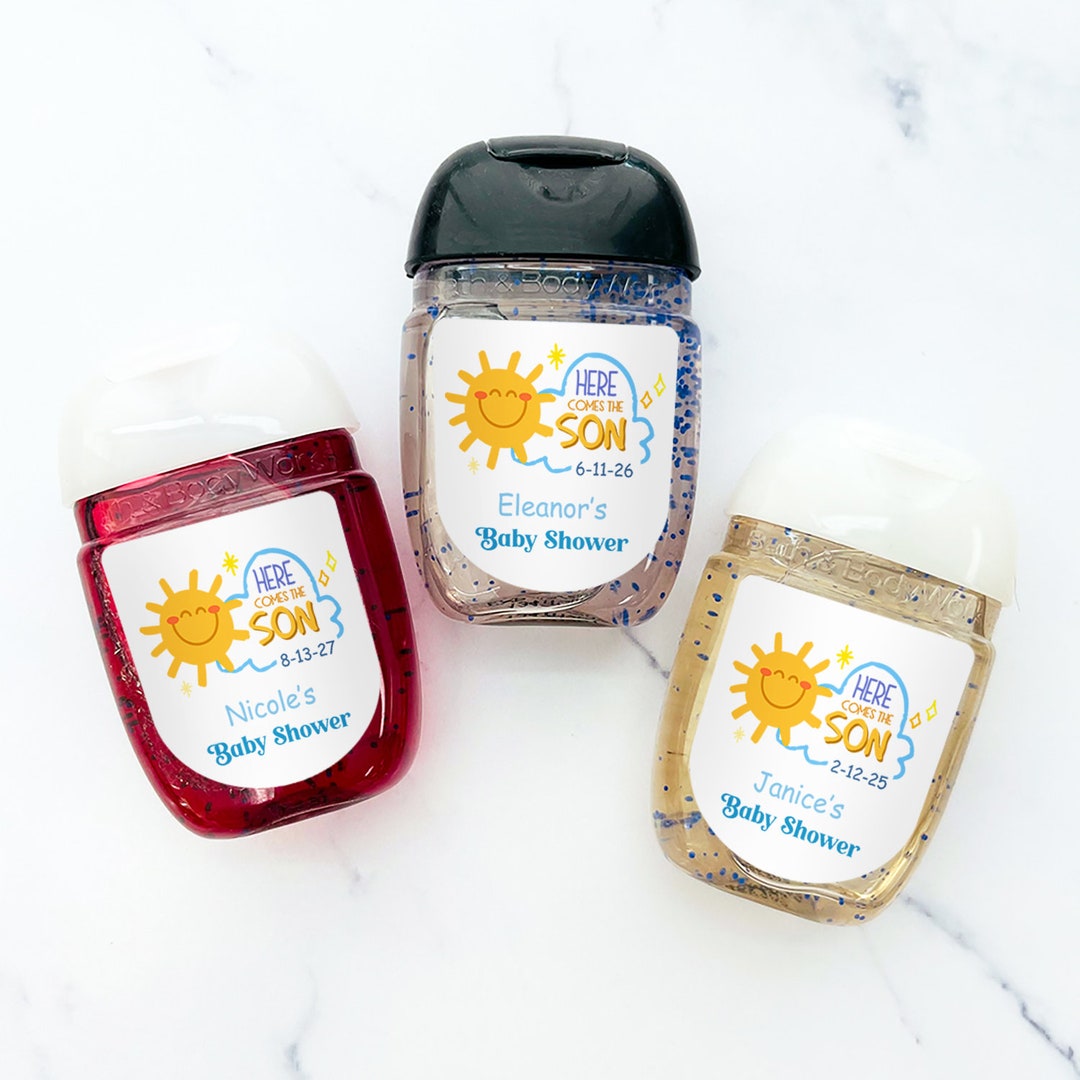 Set of 12 Here Comes the Son Baby Shower Personalized Labels Stickers ...