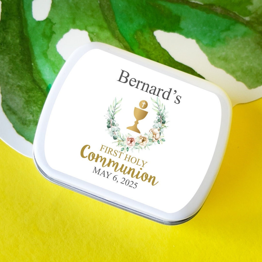 First Communion Personalized White Mint Tin Containers Labels ...