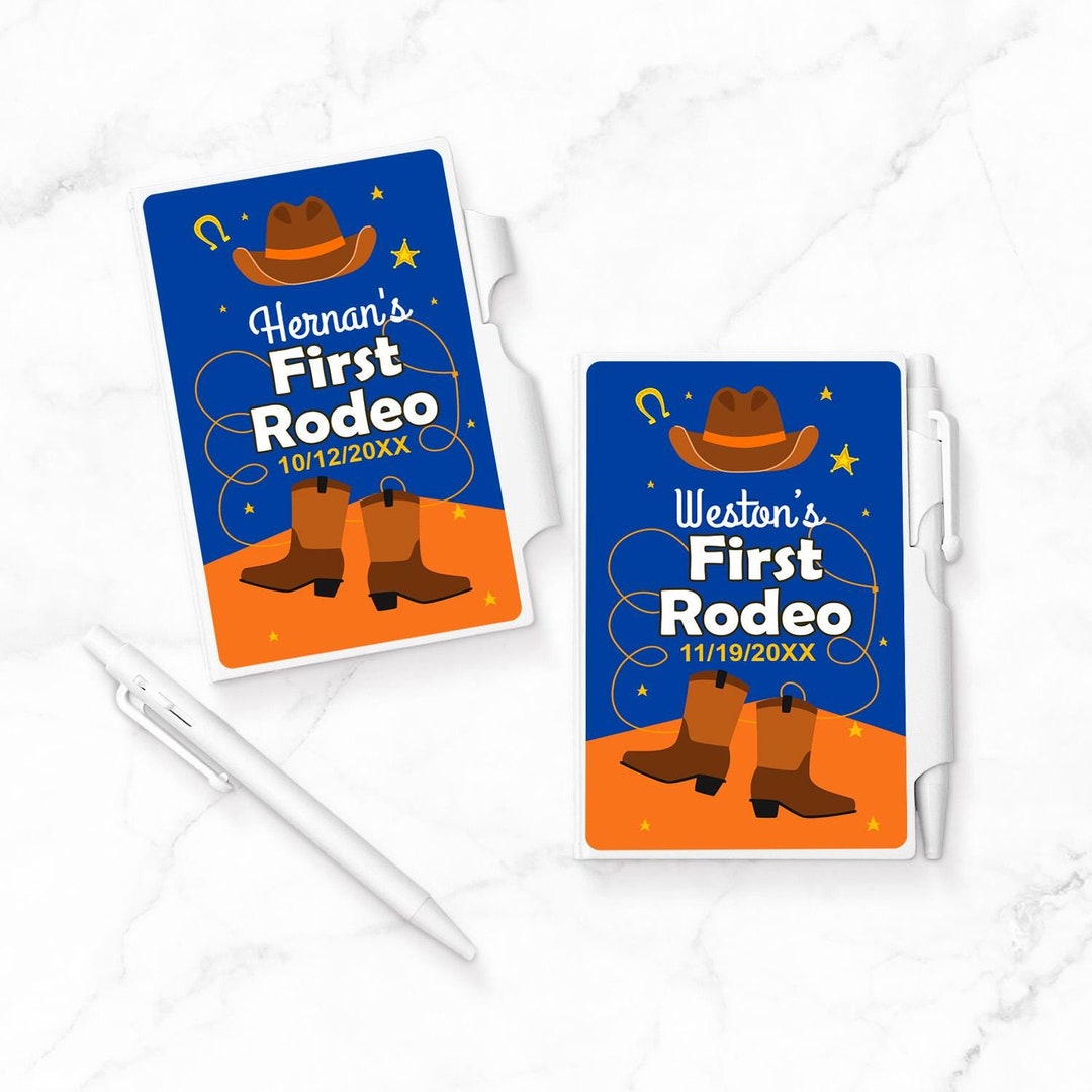 Boy First Rodeo Wild West Personalized Notebook Favors With Labels ...