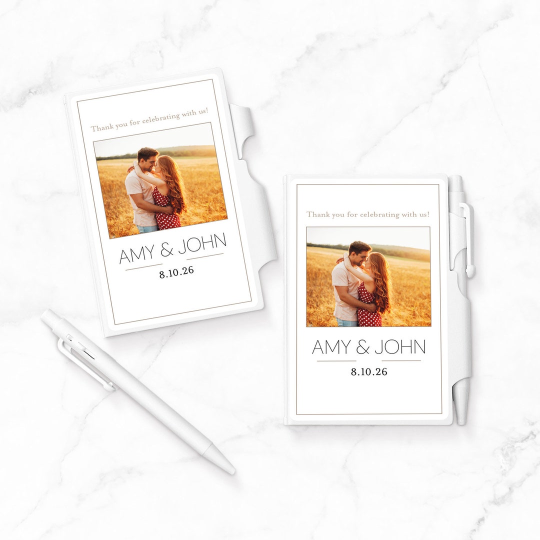 Set of 12 Personalized Notebook Favors With Modern Photo Labels ...