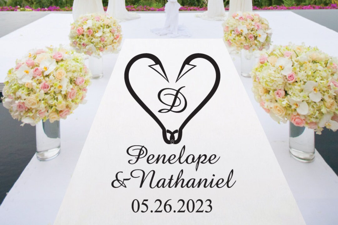 Custom Heart Hooks, Aisle Runner, Wedding Entrance Aisle Runner ...