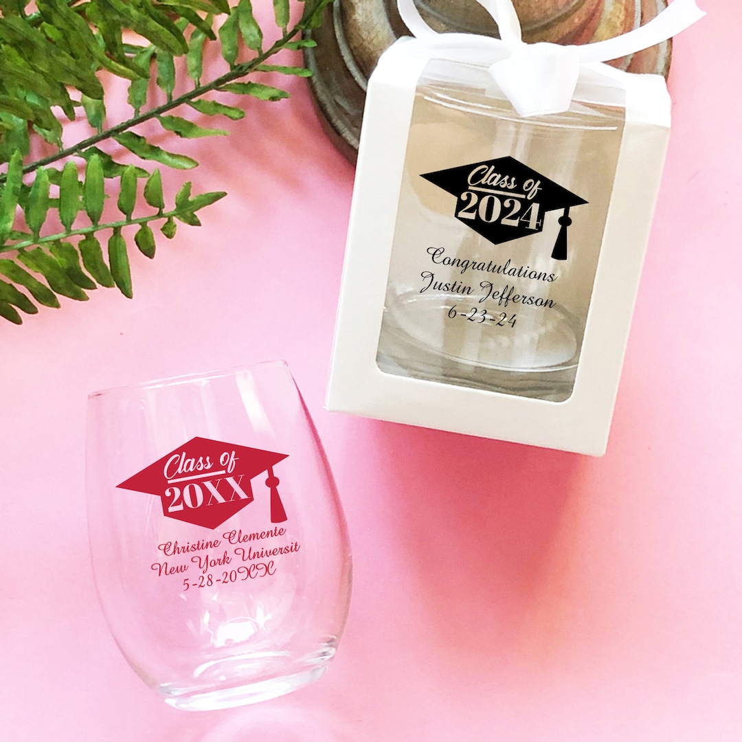 Set of 24 Personalized Custom Graduation Cap Class of 2025 Stemless ...
