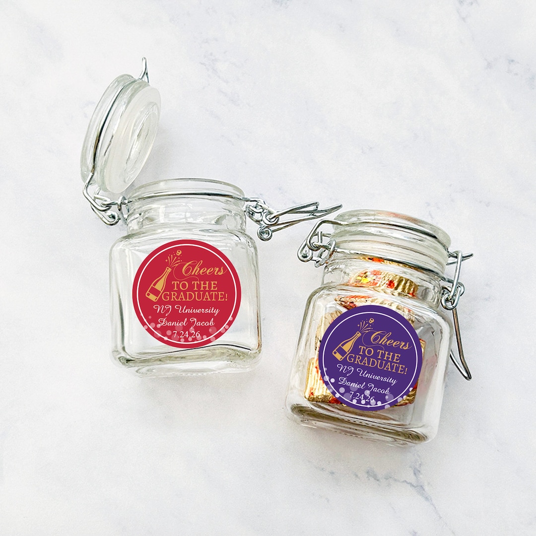 Personalized Graduation Favor Jars: Mini Glass Bottles, Set of 12 - Etsy