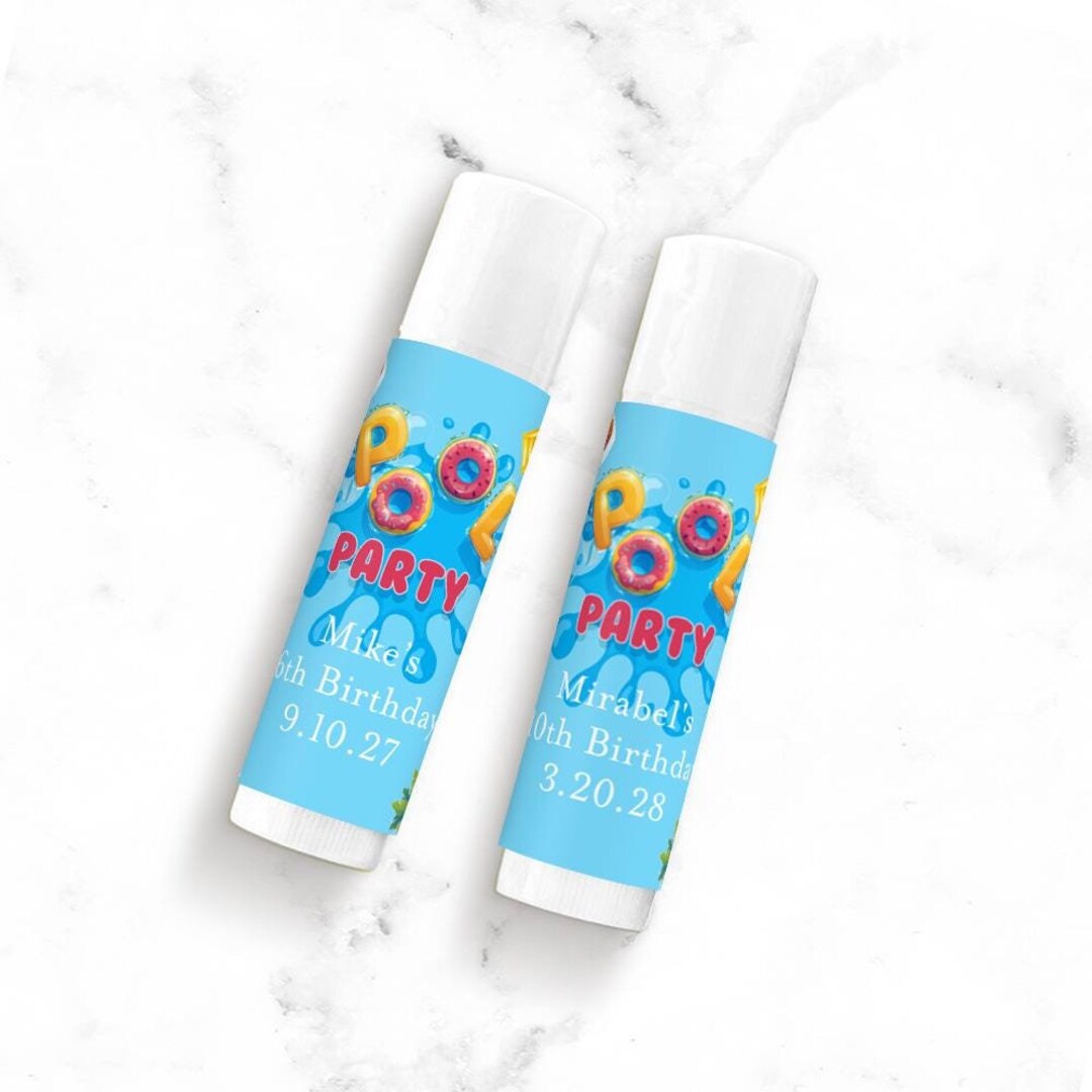 Splish Splash Pool Party Personalized Lip Balm Favors, Personalized ...