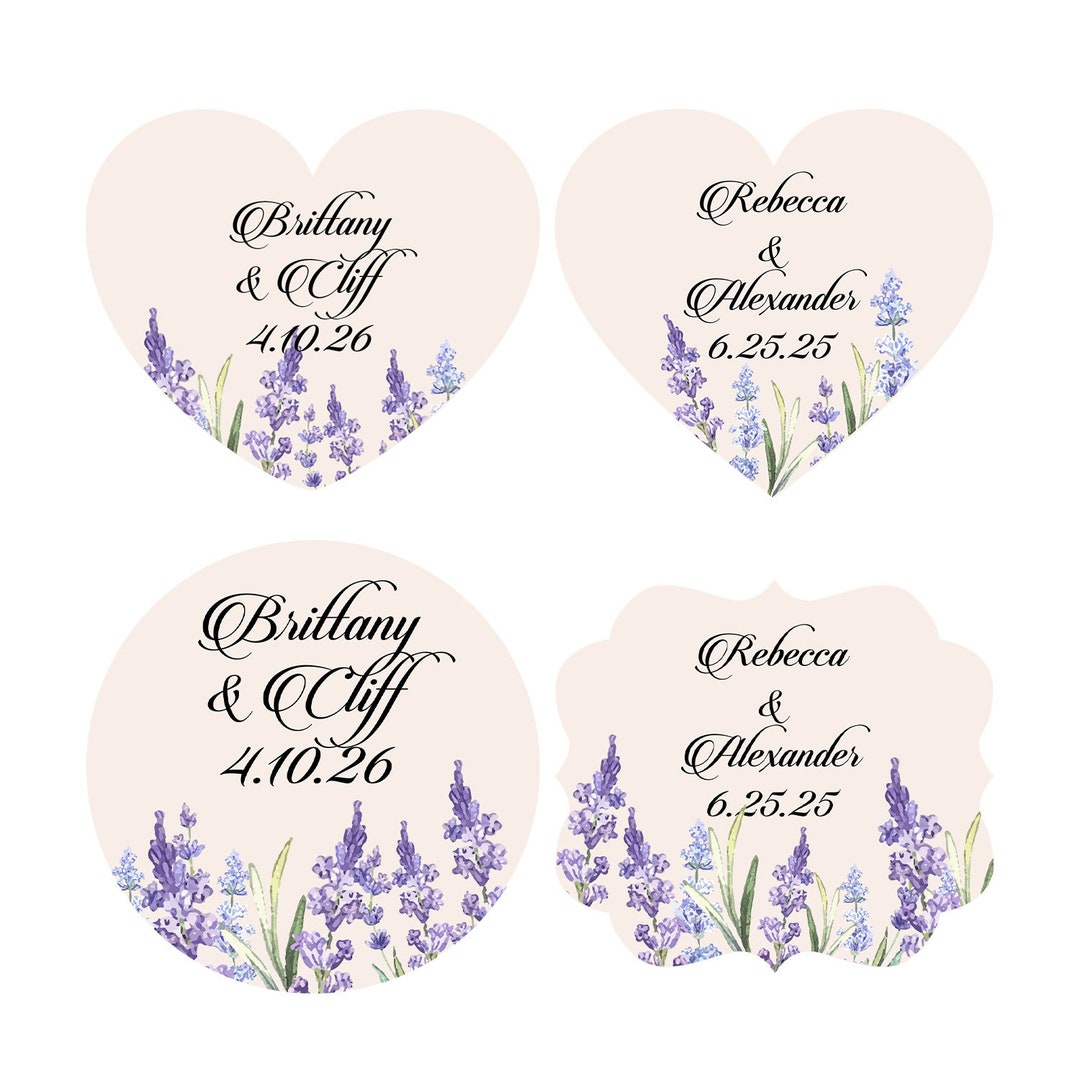 Set of 20 Personalized Fancy Shaped Lavender Design Labels ...