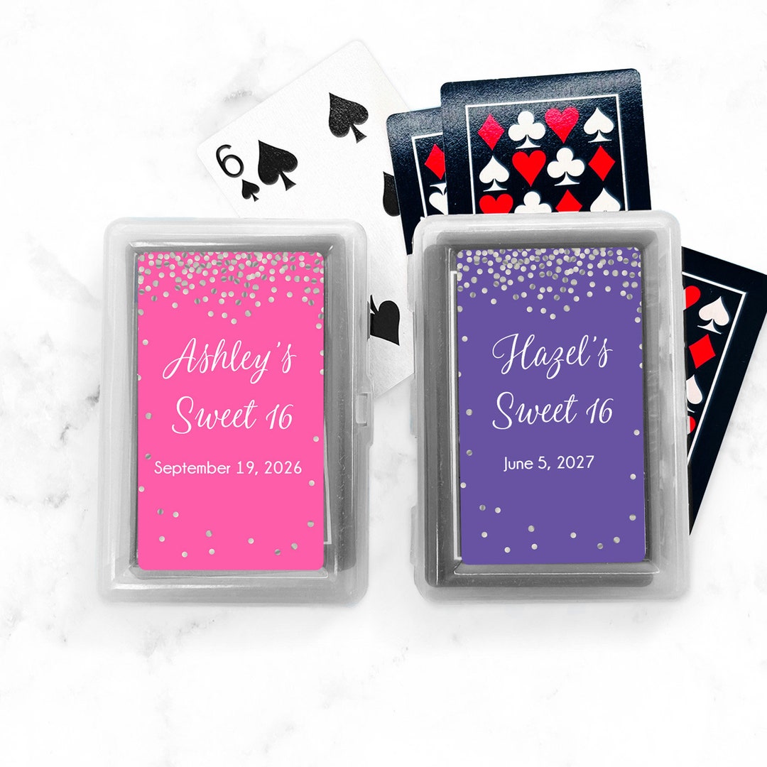 Set of 10 Personalized Playing Cards Favors With Birthday Confetti Dot ...