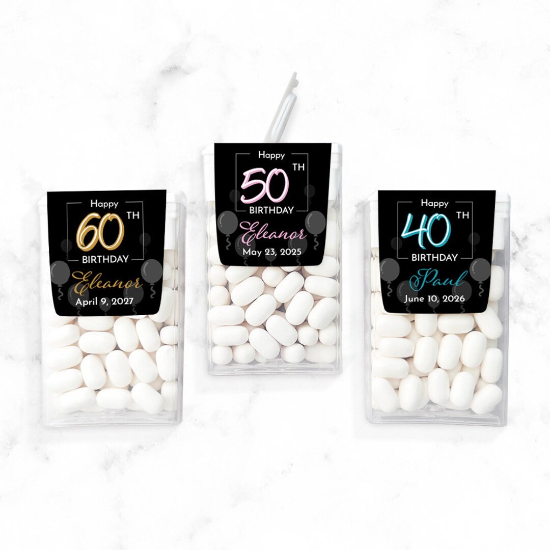 Set of 12 Personalized Tic Tac Mint Candy With Birthday Balloon ...