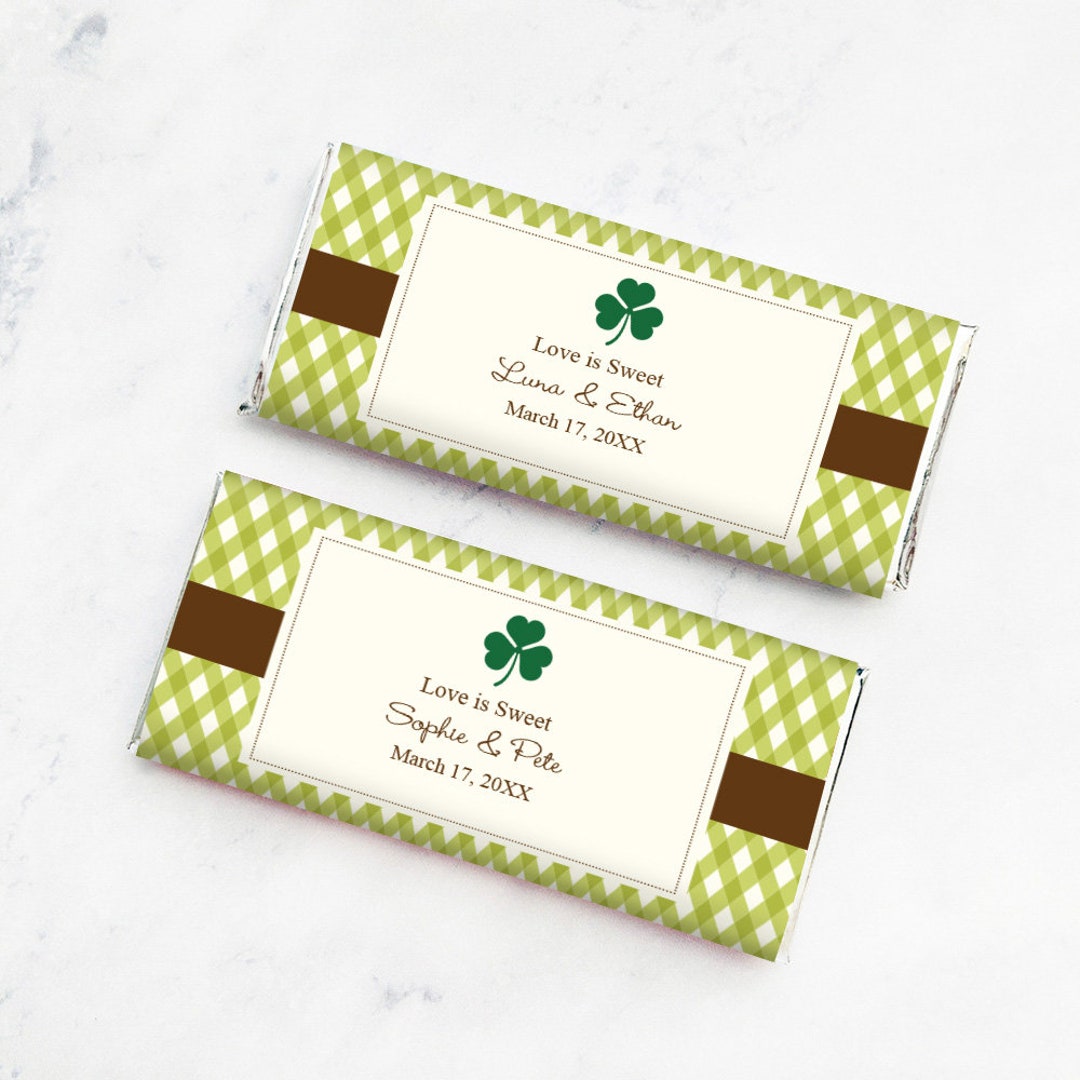 Set of 12 Personalized Wrapped Chocolate Hershey's Irish Shamrock ...