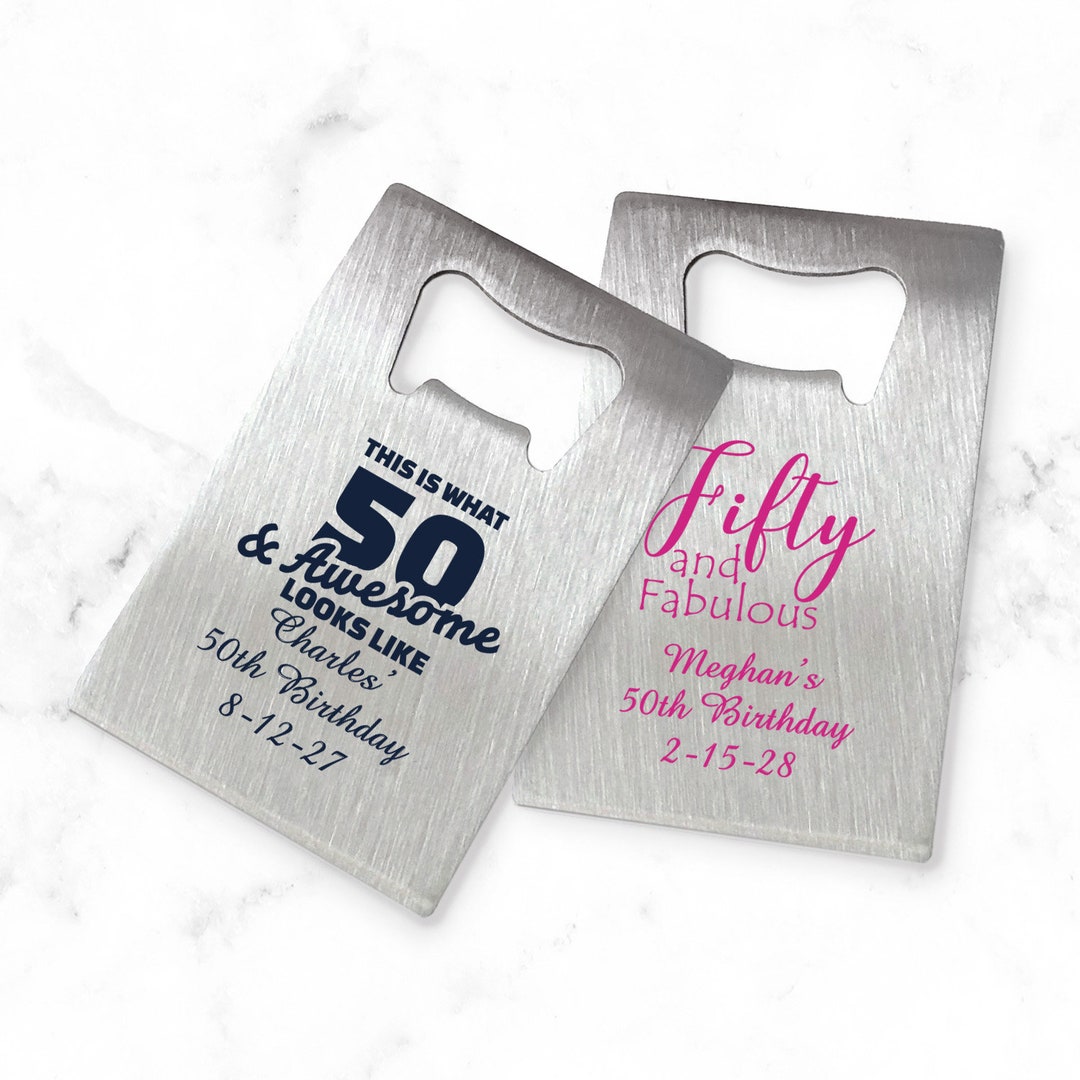 Set of 24 Personalized Wallet Credit Card Size Bottle Opener Birthday ...