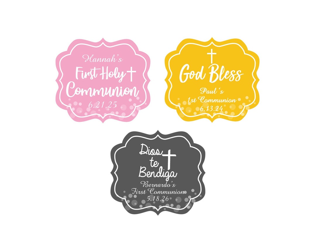Set of 24 Holy Communion Personalized Rectangle Labels, Primera ...