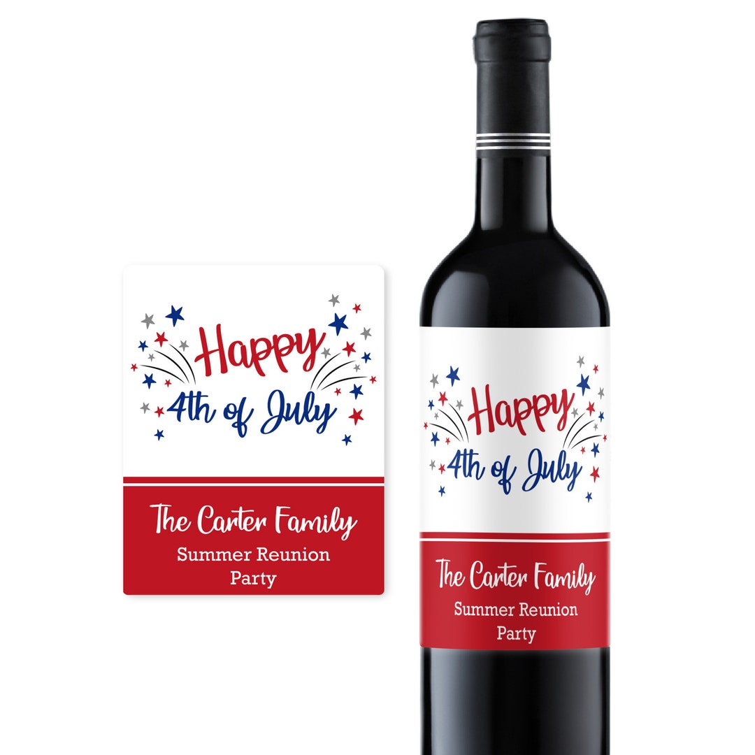Happy 4th of July Labels & Stickers Only for Wine Bottles and Champagne ...