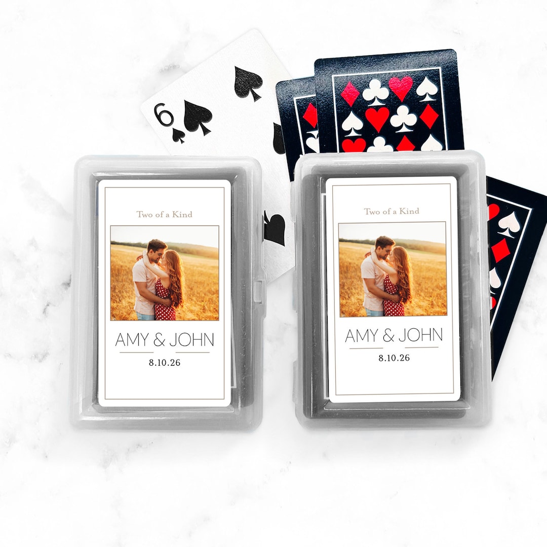 Set of 12 Personalized Playing Cards Favors With Modern Photolabel ...
