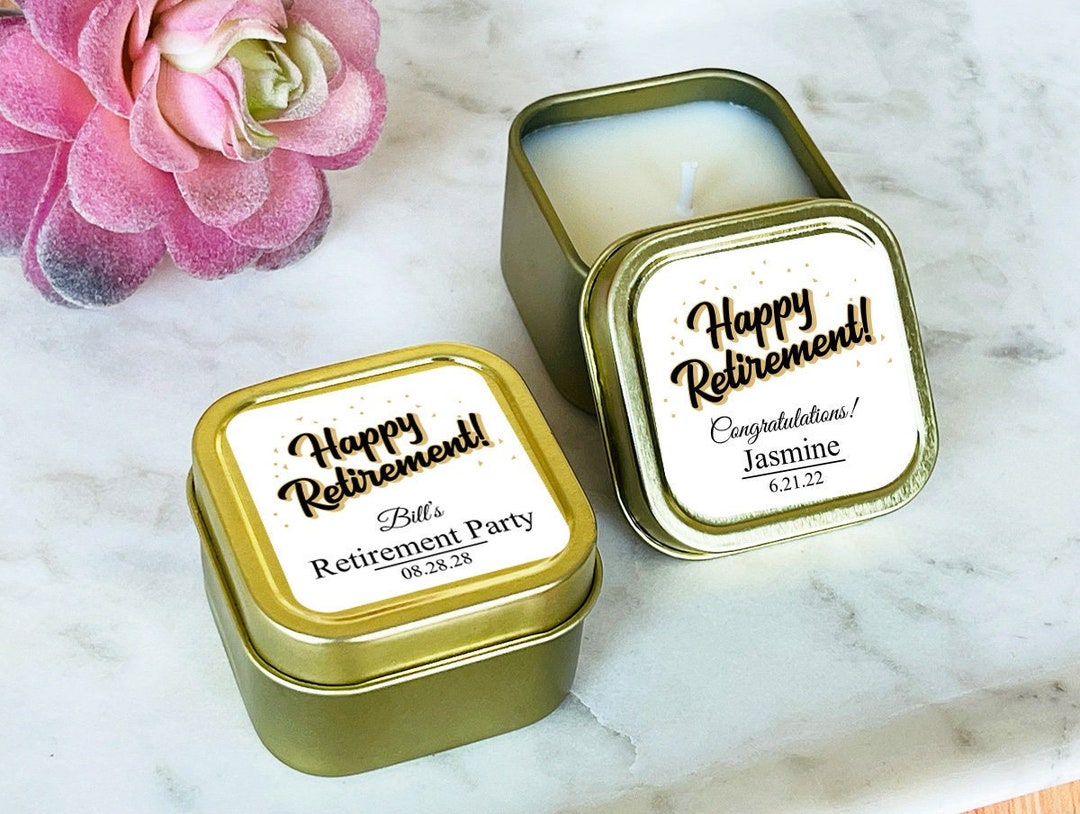 Happy Retirement Personalized Travel Candle Tin Party Favors ...