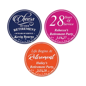 Set of 24 Personalized Retirement Round 2 Inch Favor Labels, Retirement ...