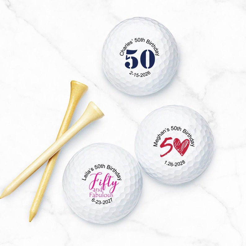 Personalized Golf Ball Favors, Set of 12, 50th Birthday Golf Ball ...