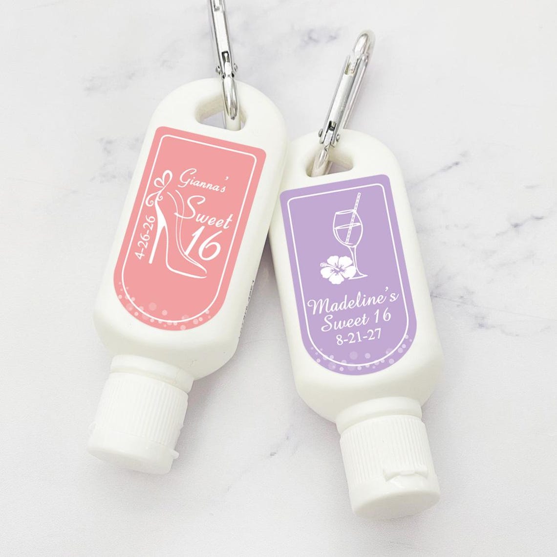 Set of 12 Mini Personalized Sunscreen With SPF30 - Sweet 16 Birthday ...