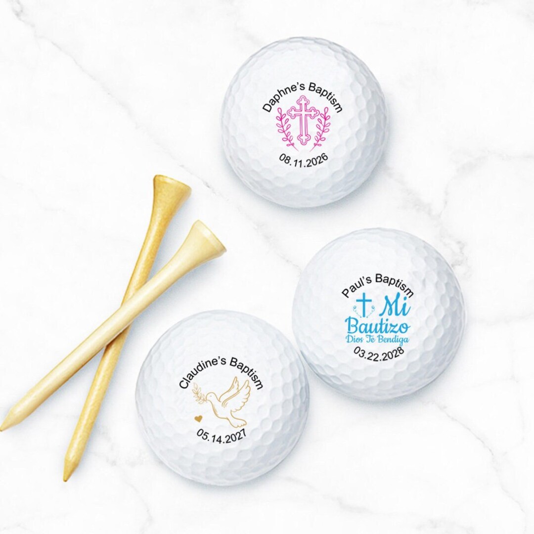 Personalized Golf Ball Favors, Set of 12, Baptism Personalized Golf ...