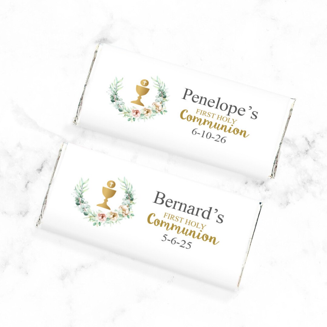 Set of 12 Personalized Wrapped Chocolate Hershey's Bar First Communion ...